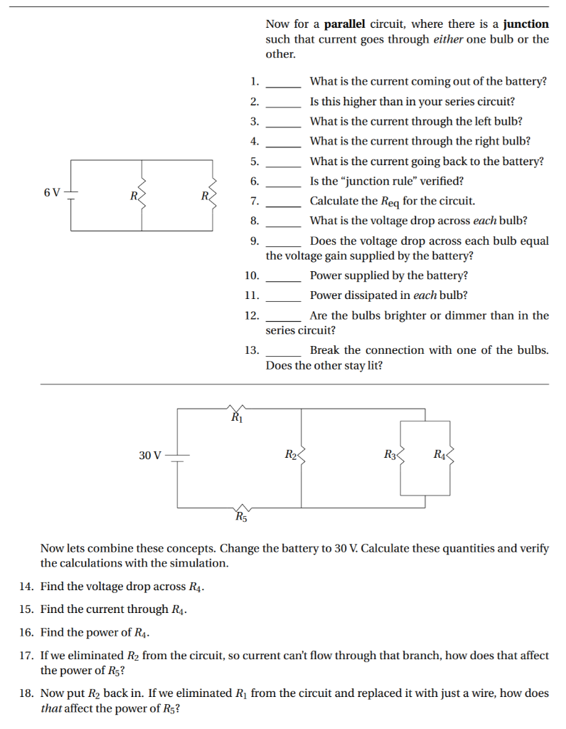 Solved Now for a parallel circuit, where there is a junction | Chegg.com