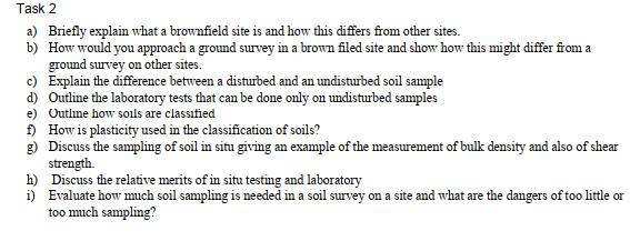 Solved Task 2 a) Briefly explain what a brownfield site is | Chegg.com