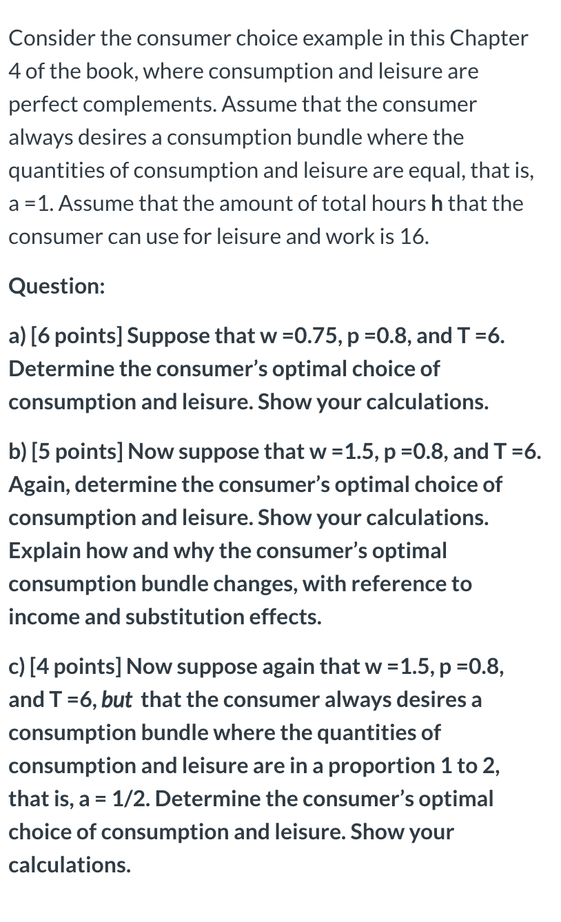 Consider the consumer choice example in this Chapter | Chegg.com