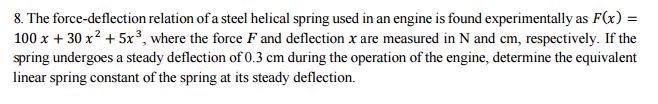 Solved The force-deflection relation of a steel helical | Chegg.com