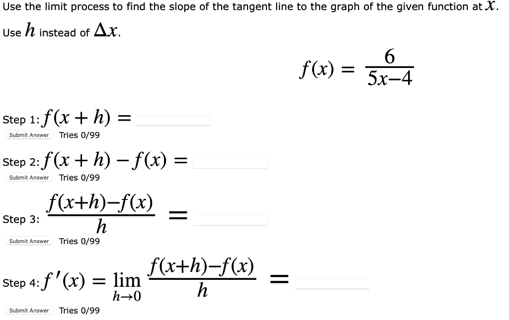 Solved Use the limit process to find the slope of the | Chegg.com