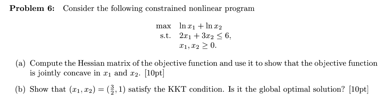 Solved Problem 6: Consider the following constrained | Chegg.com