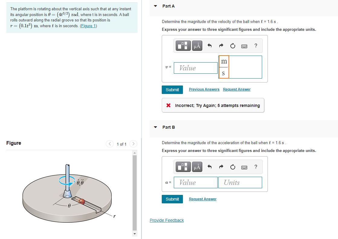 Solved Part A The platform is rotating about the vertical | Chegg.com