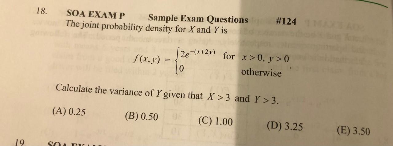 Solved 18. SOA EXAM P Sample Exam Questions The joint | Chegg.com