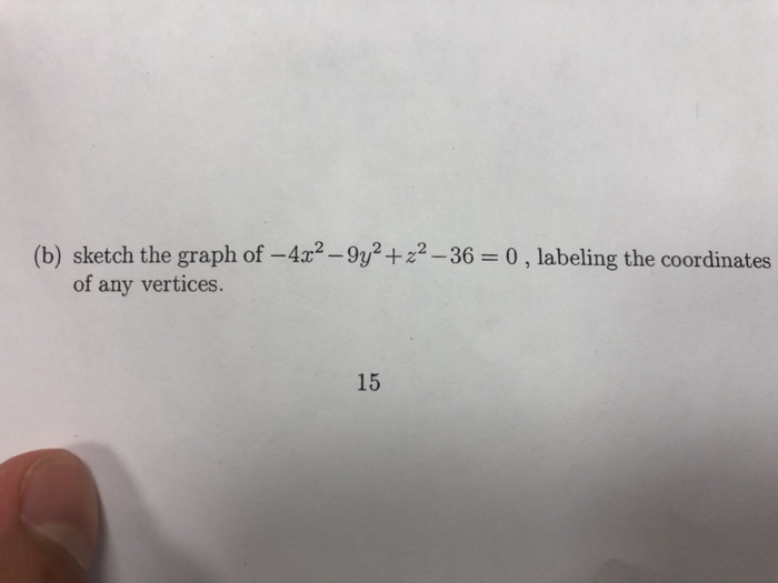 Solved (b) sketch the graph of-4x2-9y2 +z2-36-0 , labeling | Chegg.com