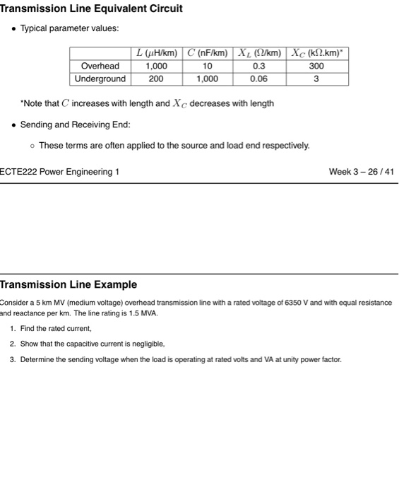 Solved Transmission Line Equivalent Circuit Typical | Chegg.com