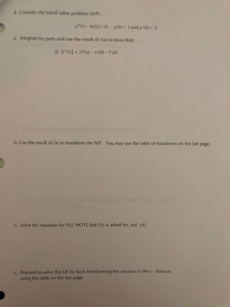 Solved 5. Consider the initial value problem (IVP): | Chegg.com