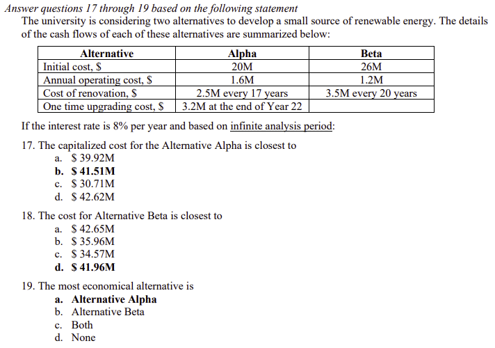 Solved nswer questions 17 through 19 based on the following | Chegg.com