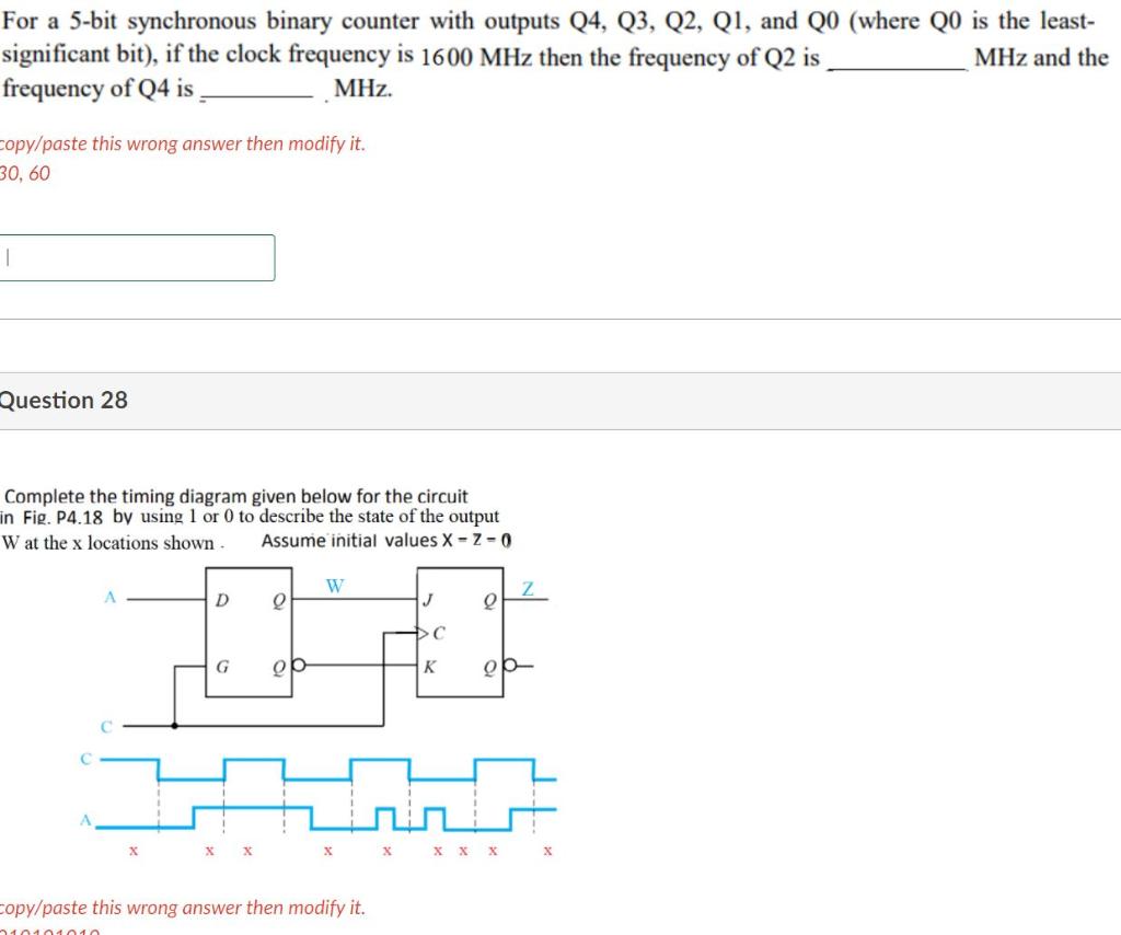 Solved For a 5-bit synchronous binary counter with outputs | Chegg.com