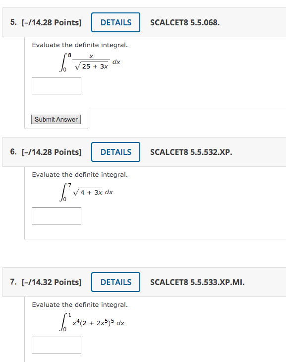 Solved 5. [-/14.28 Points] DETAILS SCALCET8 5.5.068. | Chegg.com