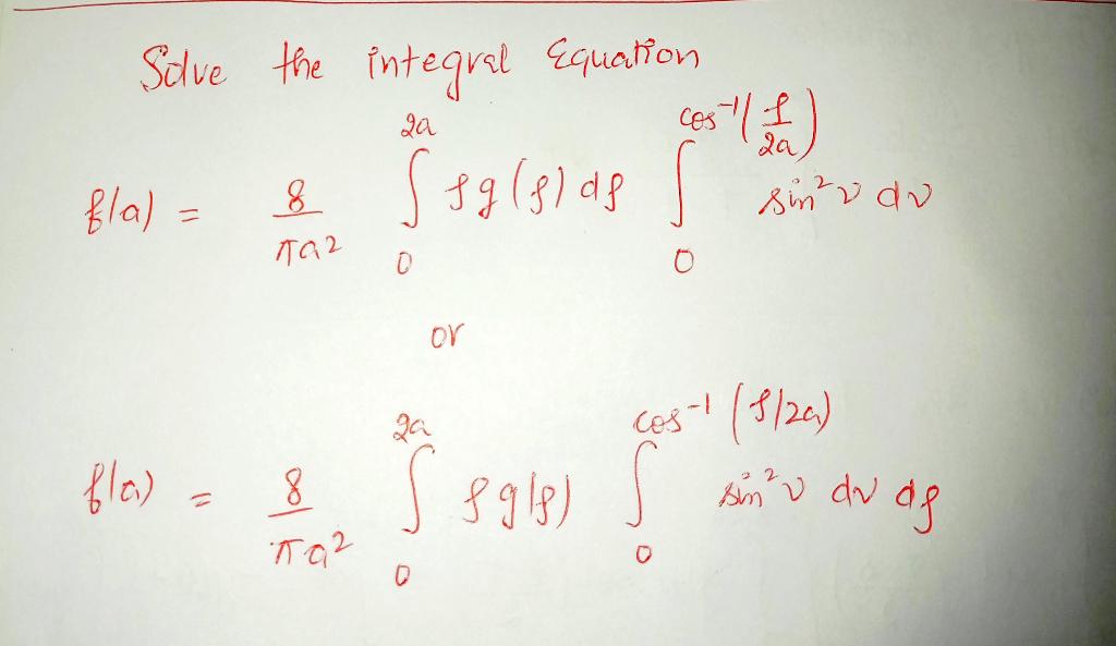 Solved Solve the integral Equation style 에 온 fla) Ss9 (8) ds | Chegg.com