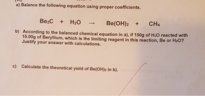 Solved a) Balance the following equation using proper | Chegg.com