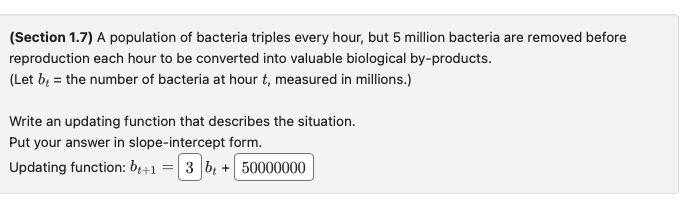 Solved (Section 1.7) A population of bacteria triples every | Chegg.com