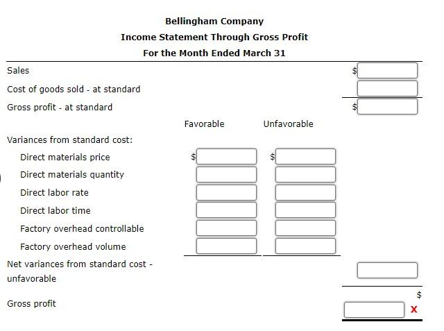 Solved Prepare an income statement through gross profit for | Chegg.com