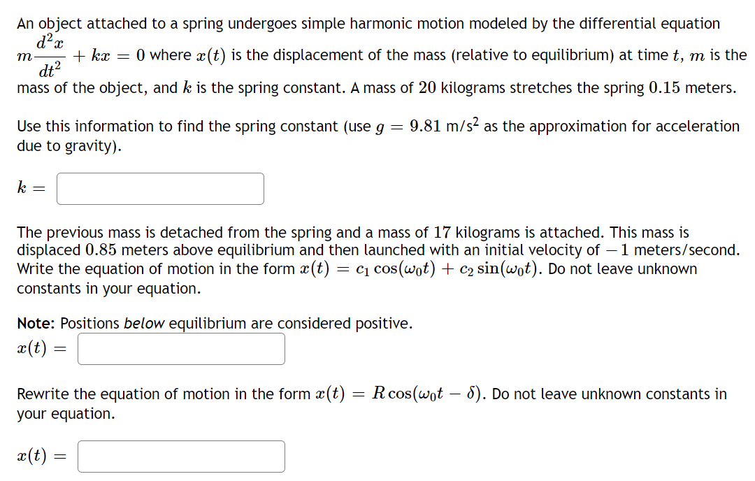 Solved An object attached to a spring undergoes simple | Chegg.com