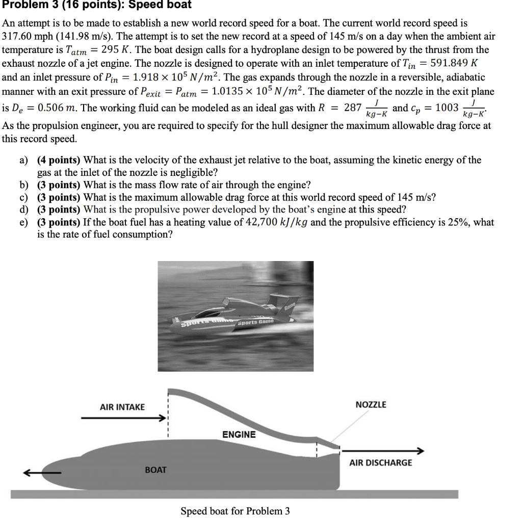 Solved Problem 3 (16 points): Speed boat An attempt is to be | Chegg.com