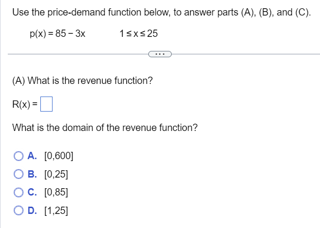 Solved Use the price-demand function below, to answer parts | Chegg.com