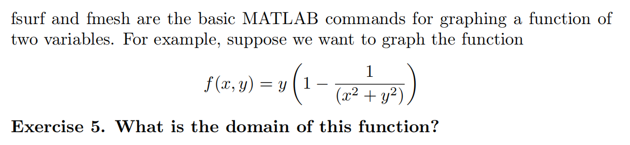 Solved fsurf and fmesh are the basic MATLAB commands for | Chegg.com