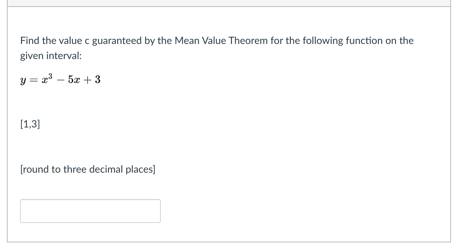 Solved Find the value c guaranteed by the Mean Value Theorem | Chegg.com