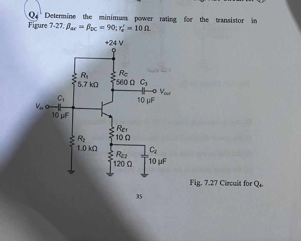 Solved Q4 Determine the minimum power rating for the | Chegg.com