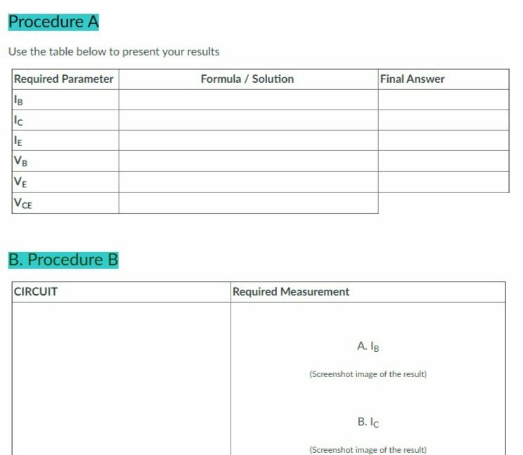 Solved Procedure A Use the table below to present your | Chegg.com