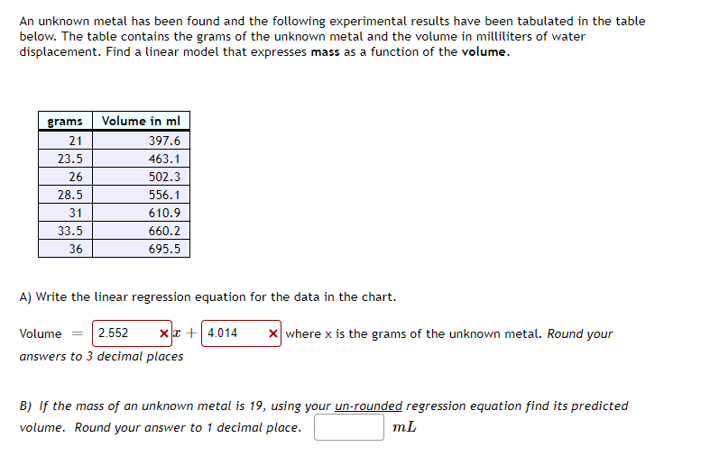 Solved An unknown metal has been found and the following | Chegg.com