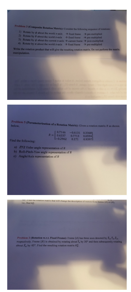 Solved Robotic: Please do all of the questions and show all | Chegg.com