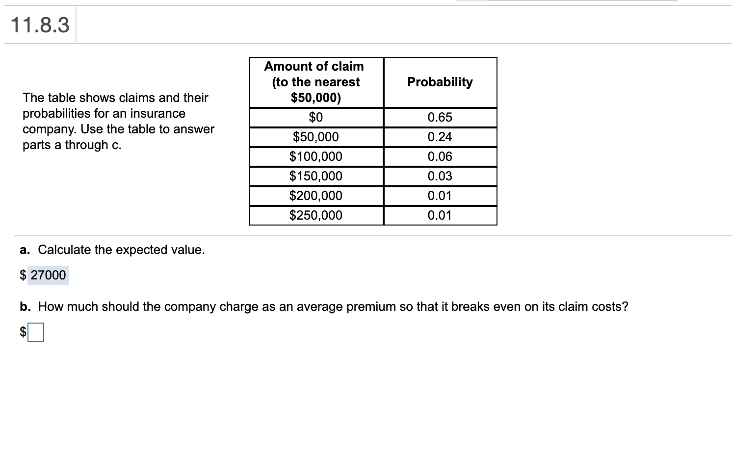 Solved 11.8.3 Probability The table shows claims and their | Chegg.com