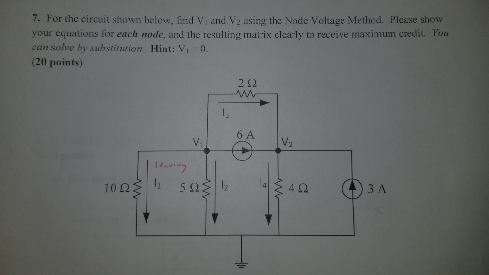 Solved For the circuit shown below, find V1 and V2 using | Chegg.com