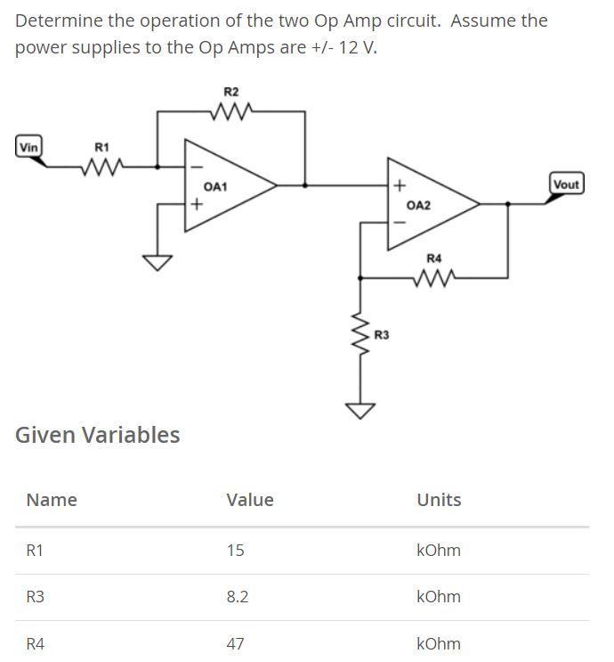Solved (a)Determine the value of R2 (in kOhm) that will | Chegg.com
