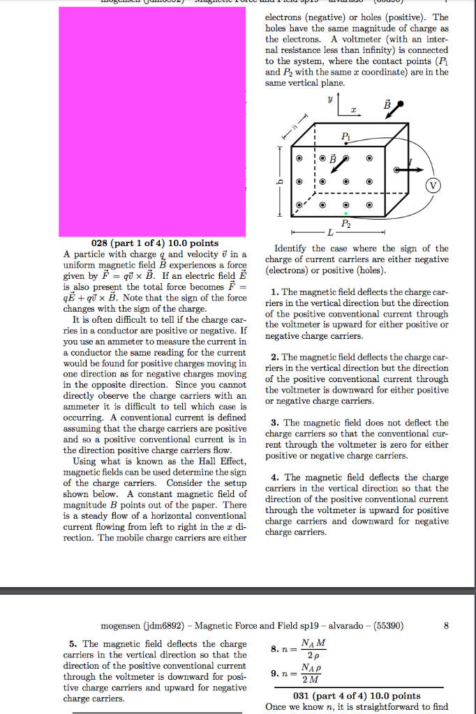 electrons (negative) or holes (positive). The holes | Chegg.com