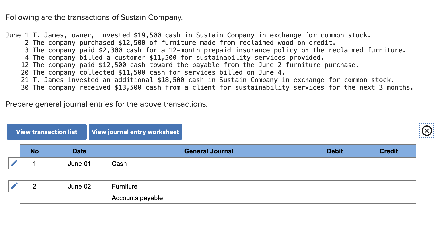Solved Following Are The Transactions Of Sustain Company Chegg