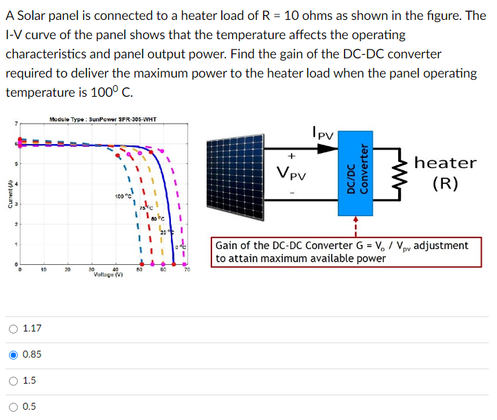 A Solar panel is connected to a heater load of R=10 | Chegg.com