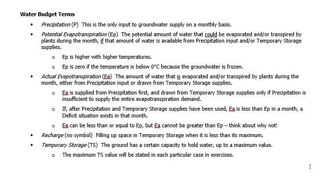 1. To understand the concept of a water balance | Chegg.com