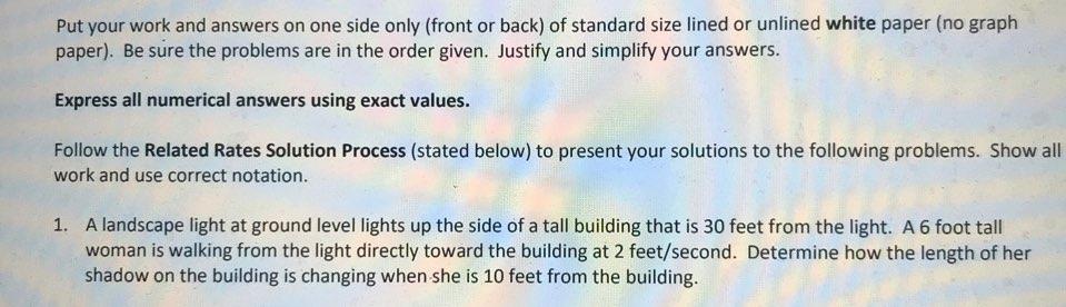 Solved Put your work and answers on one side only (front or | Chegg.com