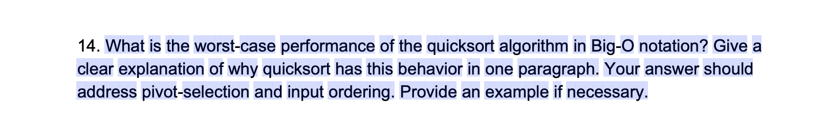 Solved 14. What is the worst-case performance of the | Chegg.com