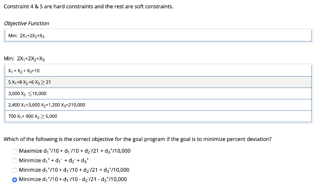 Solved Constraint 4 & 5 are hard constraints and the rest | Chegg.com