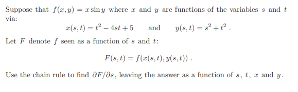 Solved Suppose that f(x,y)=xsiny where x and y are functions | Chegg.com