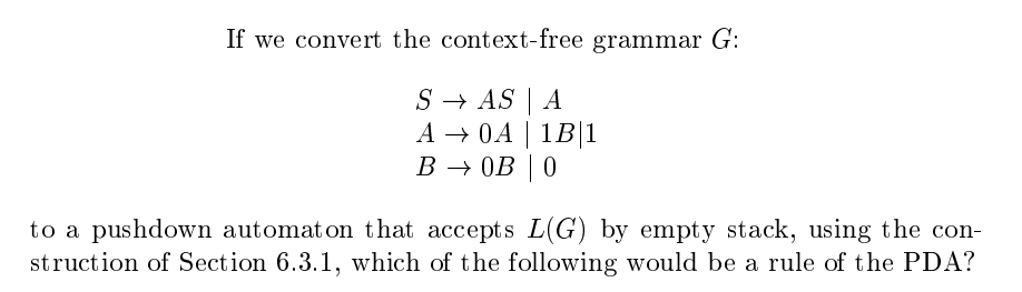 Solved If we convert the context-free grammar G: S→ AS A 1 A | Chegg.com