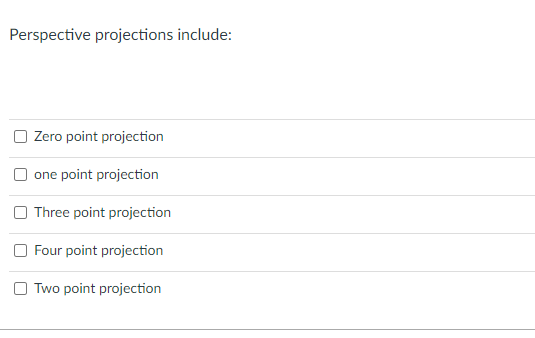 Solved Perspective projections include: Zero point | Chegg.com