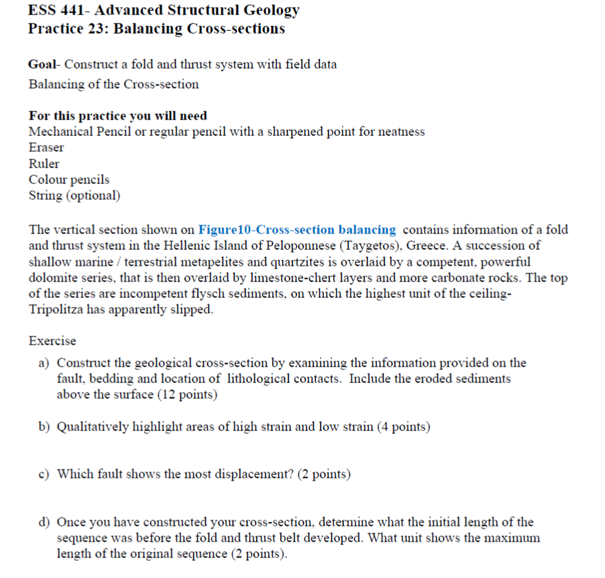 ESS 441- Advanced Structural Geology Practice 23: | Chegg.com