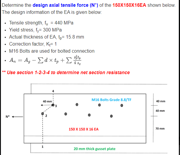 Solved Determine the design axial tensile force (N*) of the | Chegg.com
