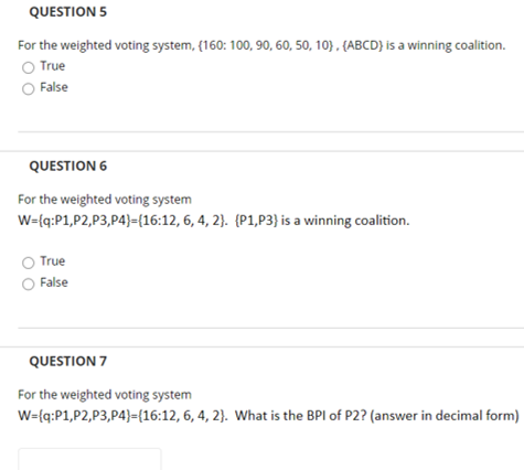 Solved QUESTION 1 For the weighted voting system, {160: 100, | Chegg.com