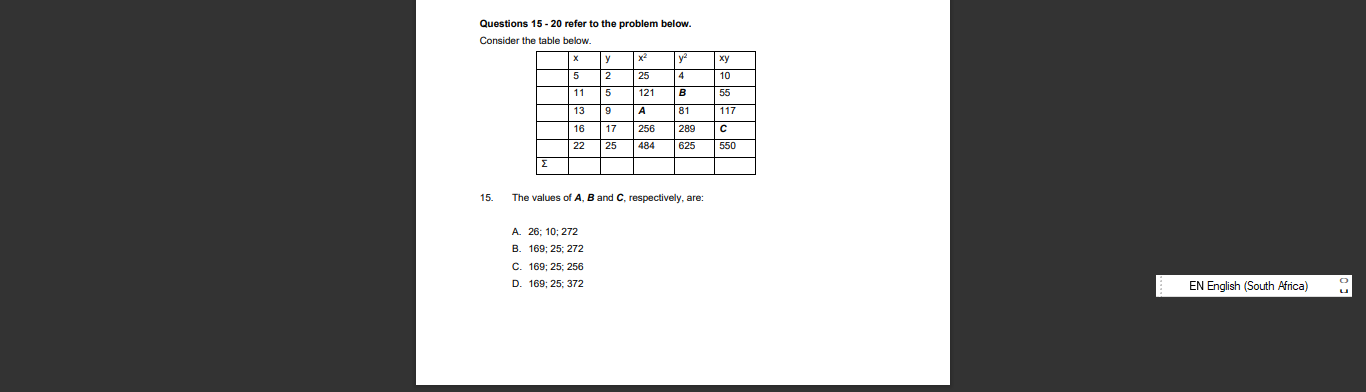 Solved Questions 15−20 refer to the problem below. Consider | Chegg.com Solved Questions 15−20 refer to the problem below. Consider | Chegg.com