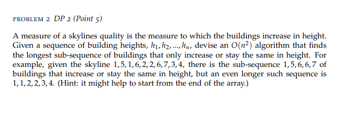 Solved PROBLEM 2 DP2 (Point 5) A measure of a skylines | Chegg.com