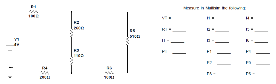 Solved Measure in Multisim the following: VT=11=14= RT = | Chegg.com