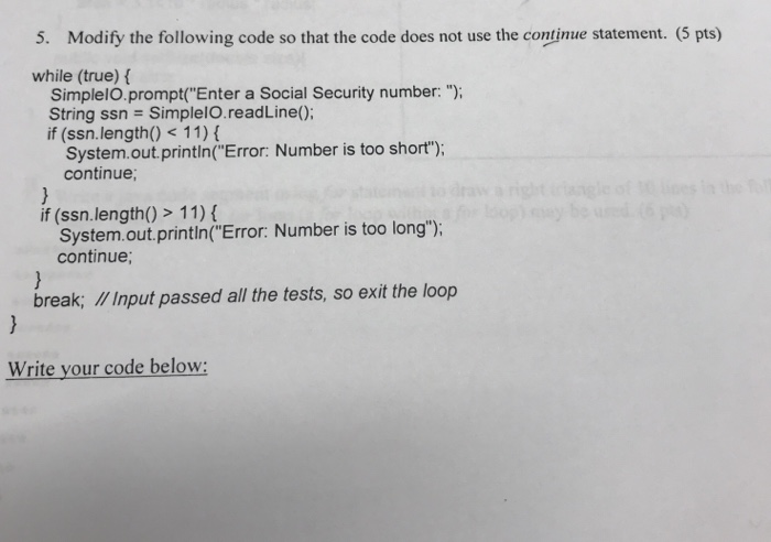Solved 5. Modify the following code so that the code does | Chegg.com