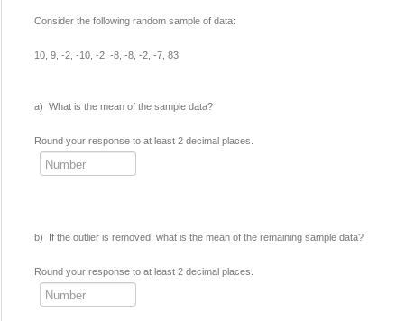 Solved Consider the following random sample of data: | Chegg.com