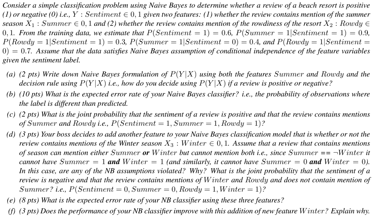 Solved . = = = = = = = = = Consider a simple classification | Chegg.com