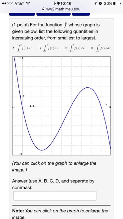 Solved 下午10:46 숱 ww2.math.msu.edu 000 AT&T (1 point) For the | Chegg.com